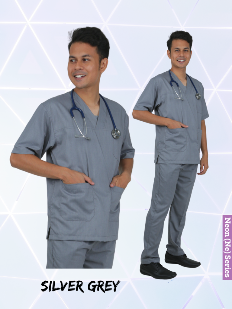 [ UNISEX ] SCRUB – SILVER GREY | NEON SERIES (ORIMONO COTTON) – IR APPAREL